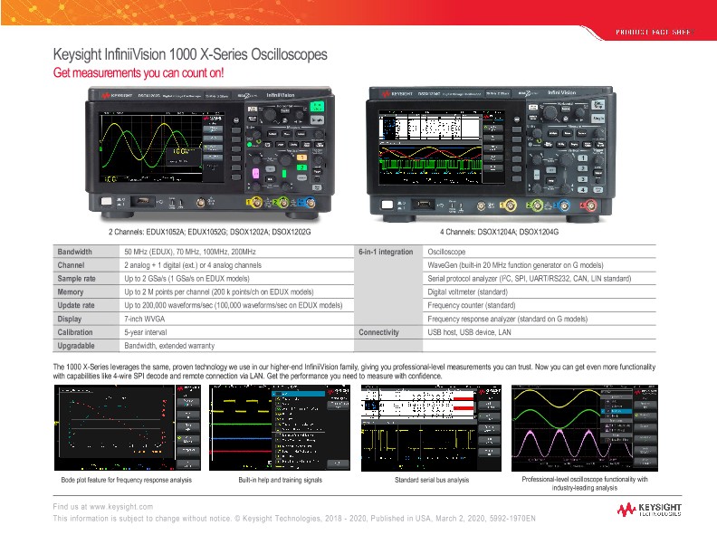 InfiniiVision 1000 X-Series Oscilloscopes PDF Asset Page | Keysight